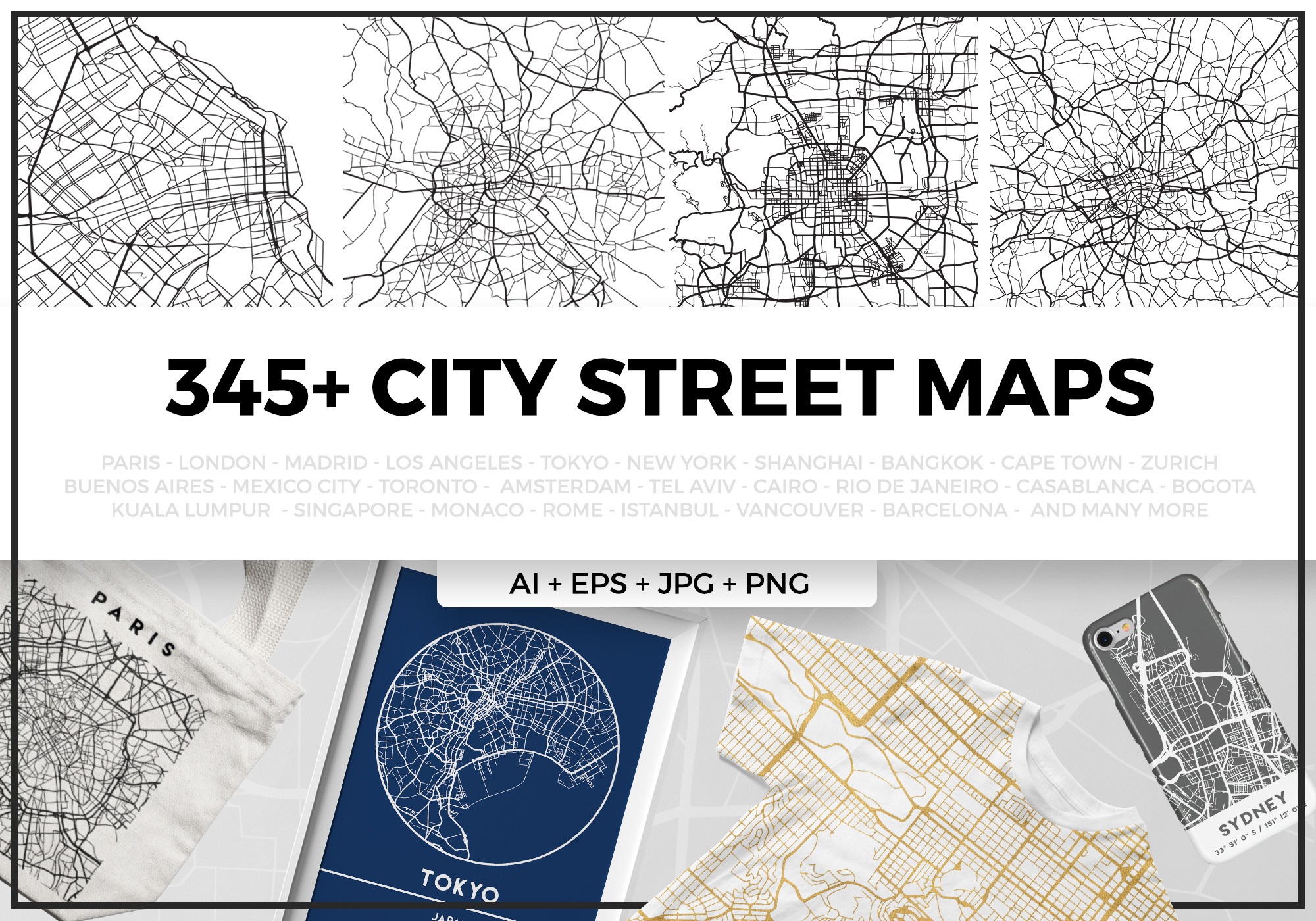 City Street Map Bundle for designers