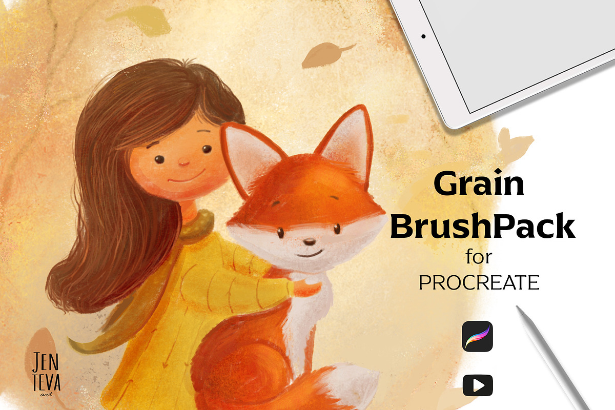 Procreate Grain Brushes, a Brush Add-On by Jenteva Art | Creative Market