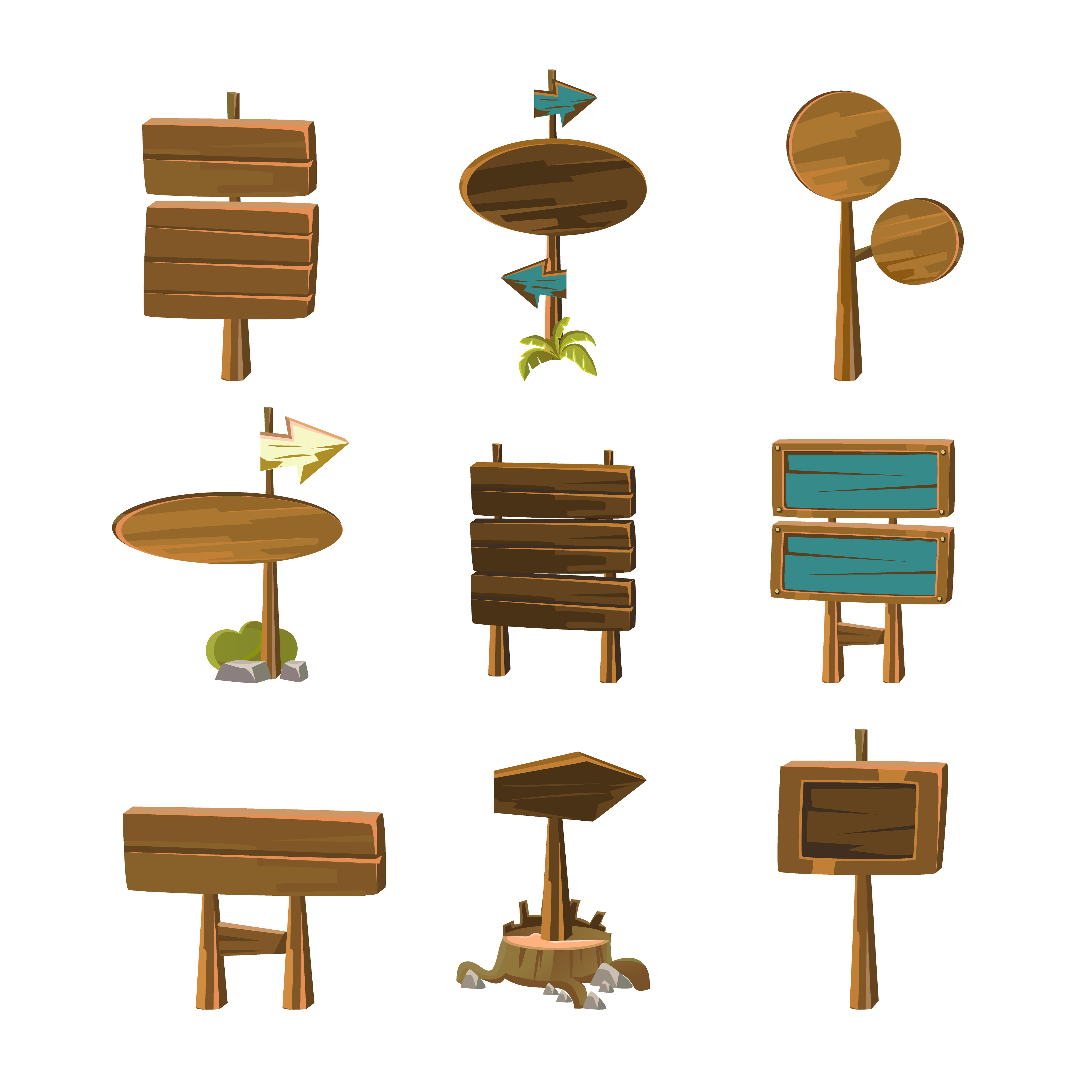 Cartoon Wood Signs and Banners, an Object Illustration by TopVectors