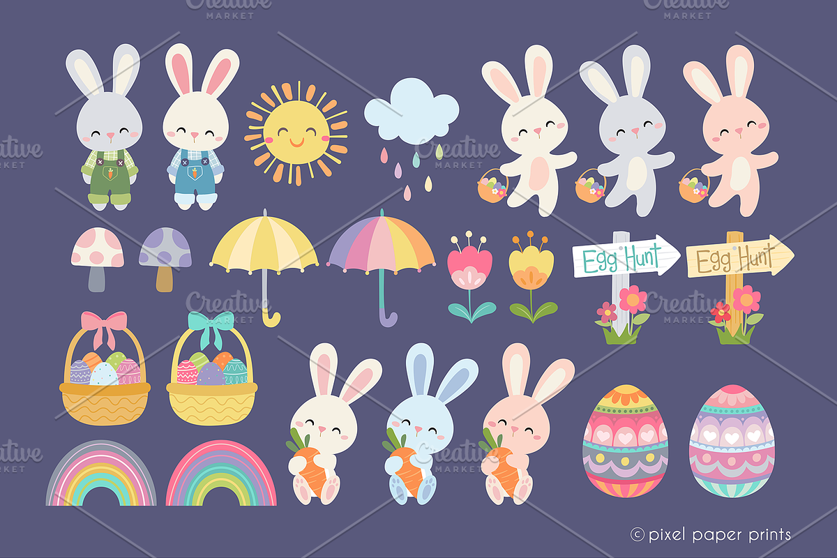 Cute Little Easter Clipart, an Object Graphic by PixelPaperPrints