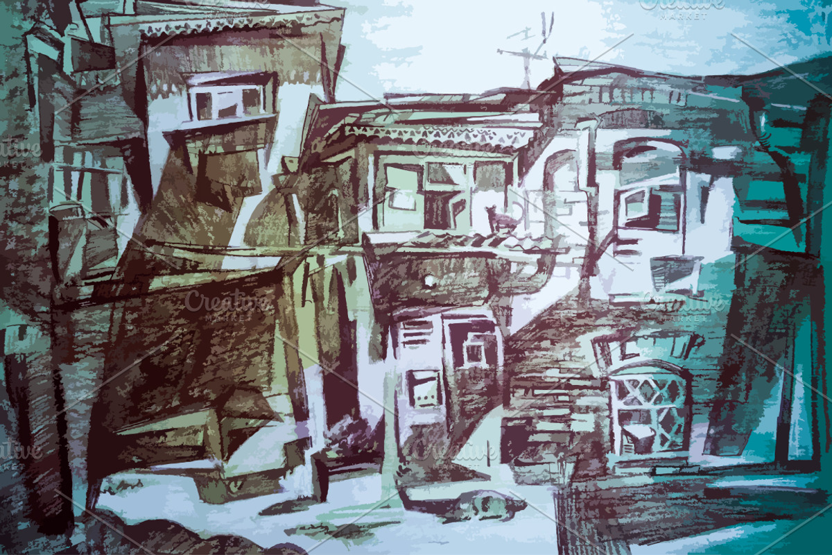 GRAPHICS OLD CITY, an Illustration by Elizaveta | Creative Market
