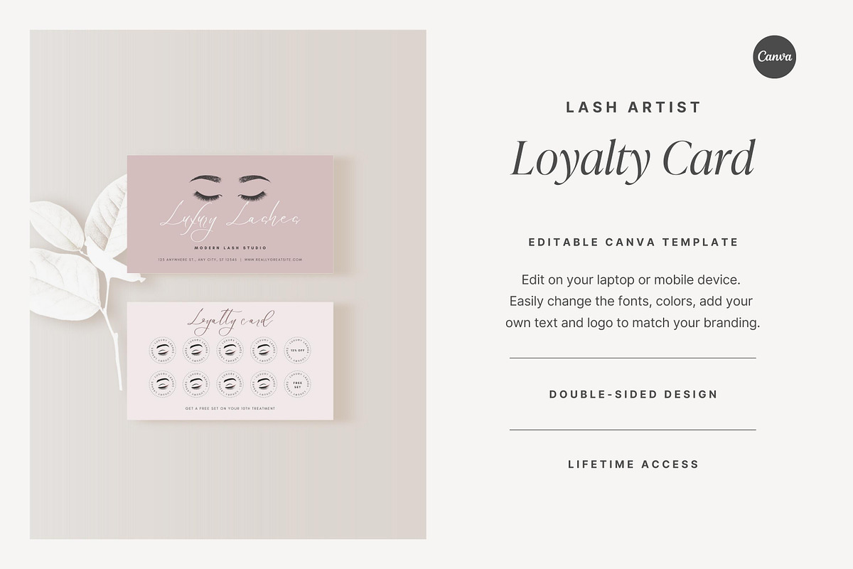 Lash Tech Loyalty Card Template, a Business Card Template by ...