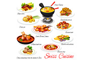 Swiss cuisine food dishes, a Food Illustration by Vector Tradition