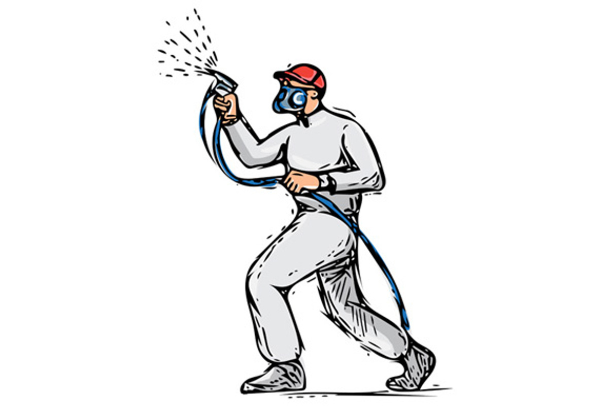 Spray Painter Painting Side Drawing, an Illustration by patrimonio ...