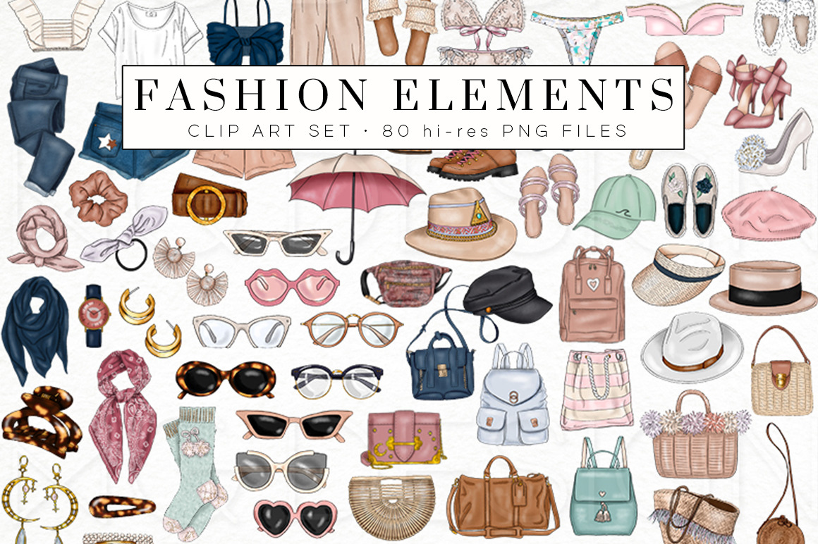 Fashion Items Clip Art Bundle, an Illustration by TWG Designs ...