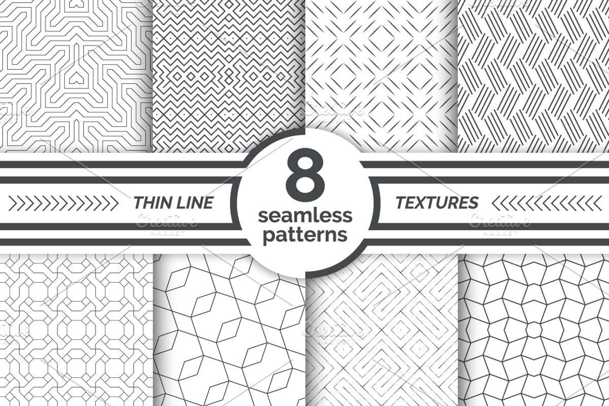 Thin line seamless patterns, a Pattern Graphic by pattern shop