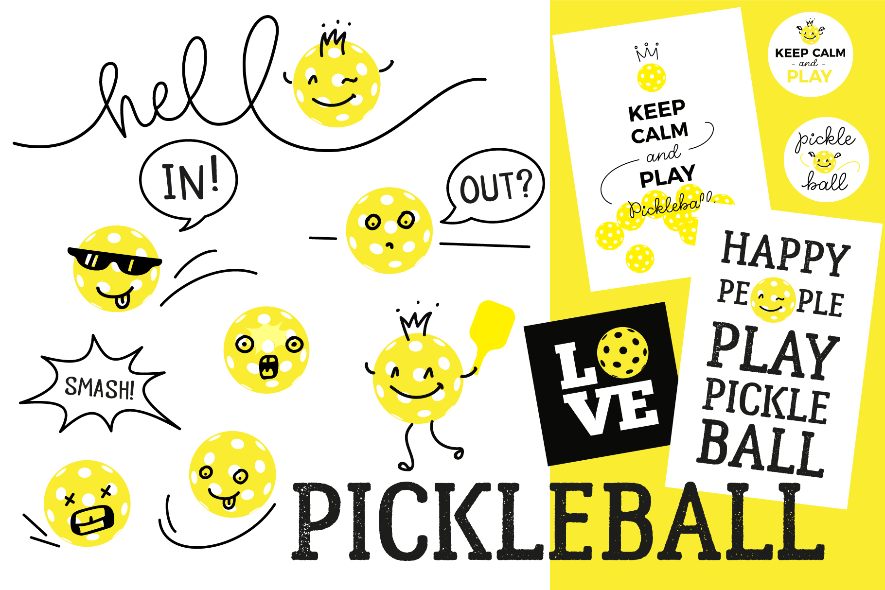 Play Pickleball Be Happy, an Illustration by HappyMondayStudio