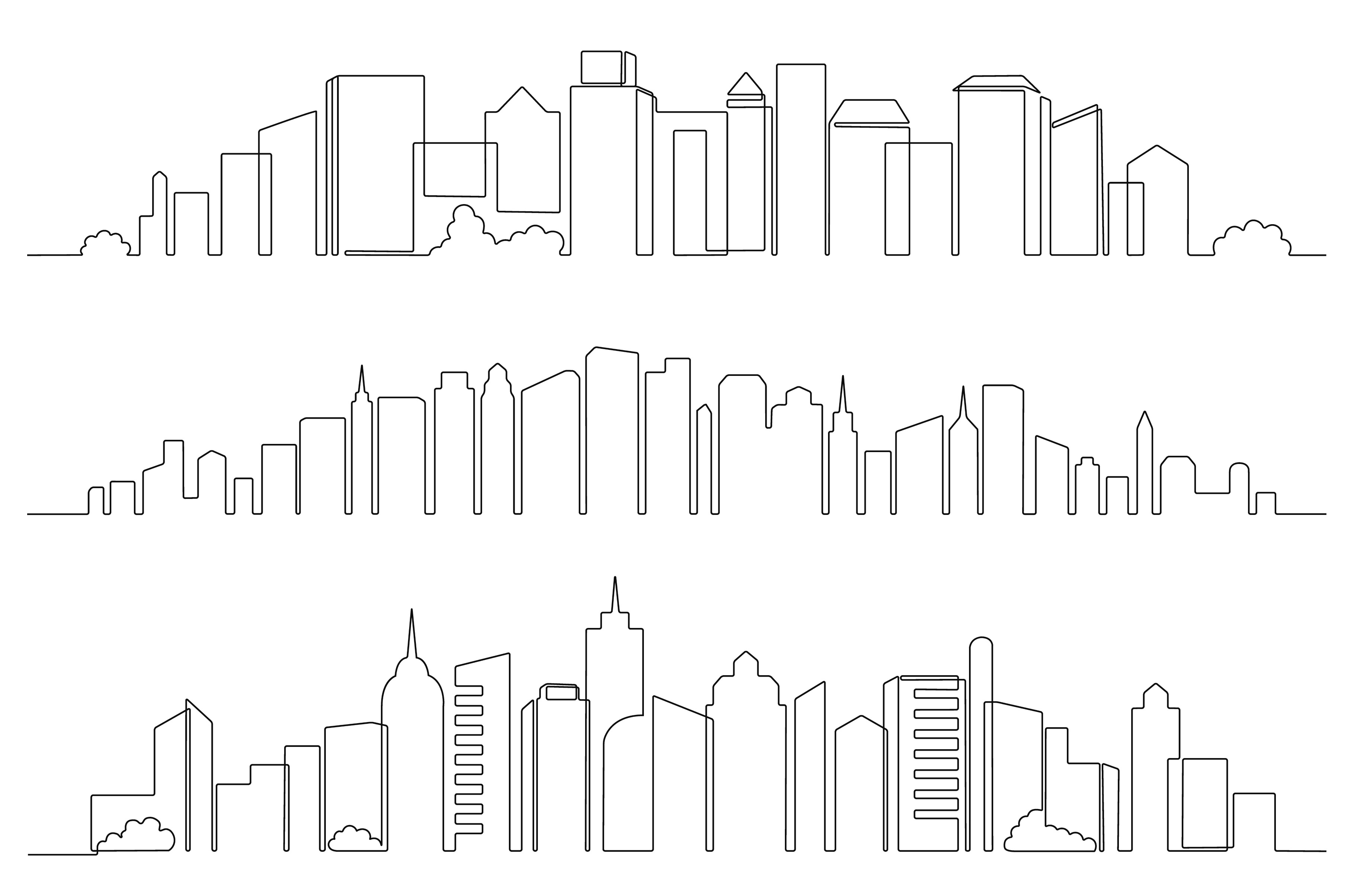 One line city buildings. Downtown | Background Graphics ~ Creative Market