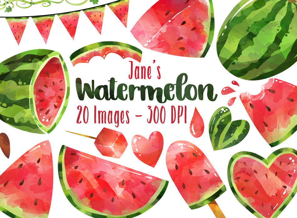 Watercolor Watermelon Clipart, an Illustration by DigitalArtsi