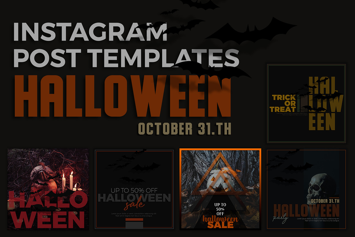 Halloween Instagram Post Templates, a Social Media Template by illycreative