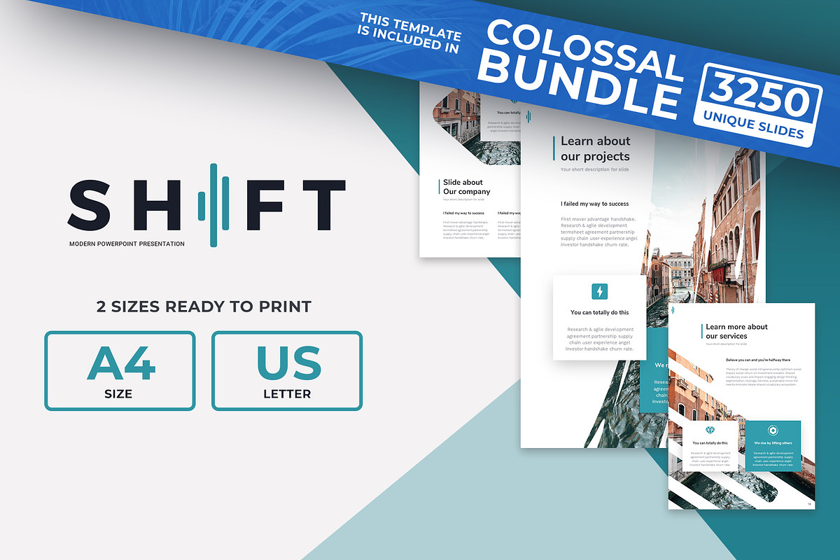Shift Powerpoint Template - US & A4, a Presentation Template by Reshapely