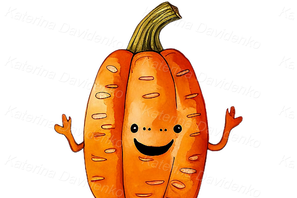 Cartoon vegetable with happy faces, a Food Illustration by Bubert Art