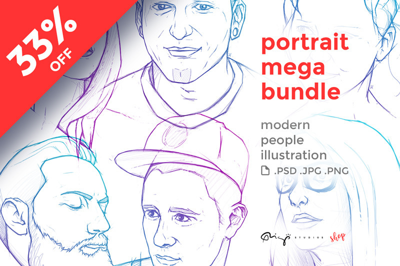 People portraits mega bundle, a Person Illustration by Rigostudios Market
