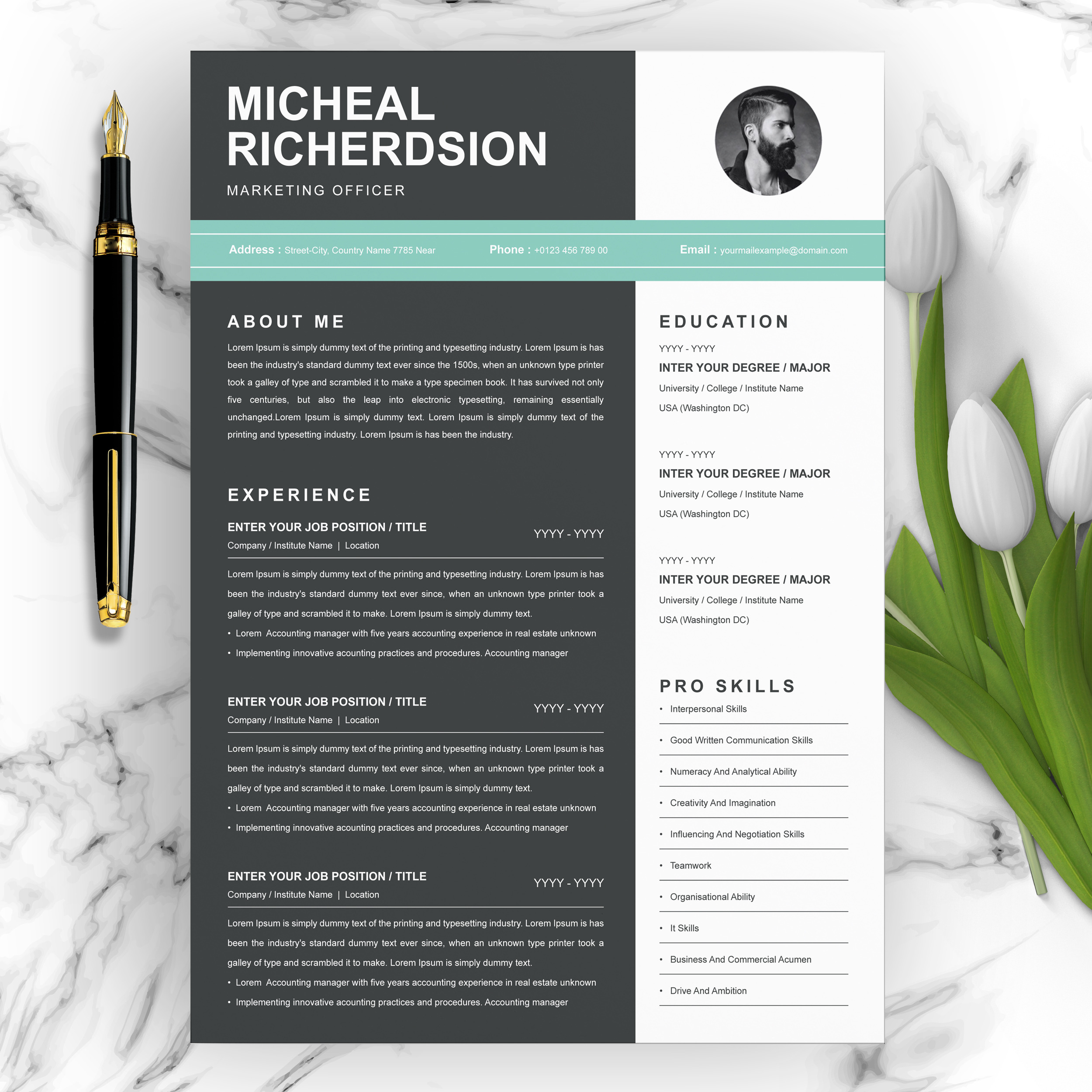 Editable CV Design 2021, a Resume Template by ResumeInventor