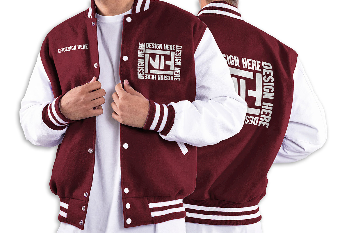 Varsity Jacket mockup psd front back