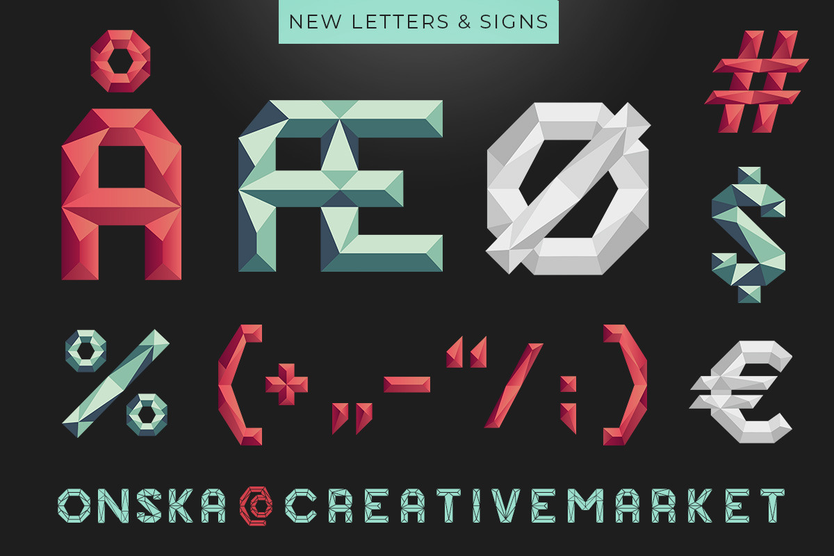 Onska - A Polygonal Display Font, a Font by nordicworker
