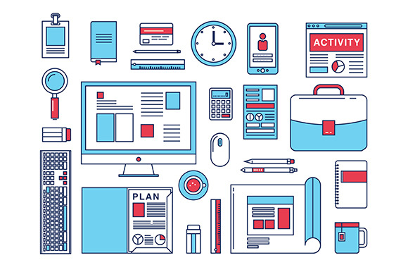 Vector business workflow items | Graphic Objects ~ Creative Market