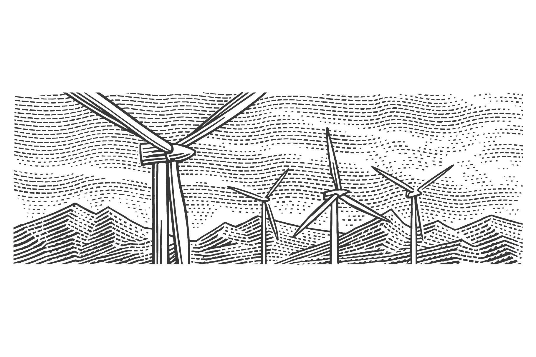 Wind turbines engraving illustration, a Technology Illustration by ...