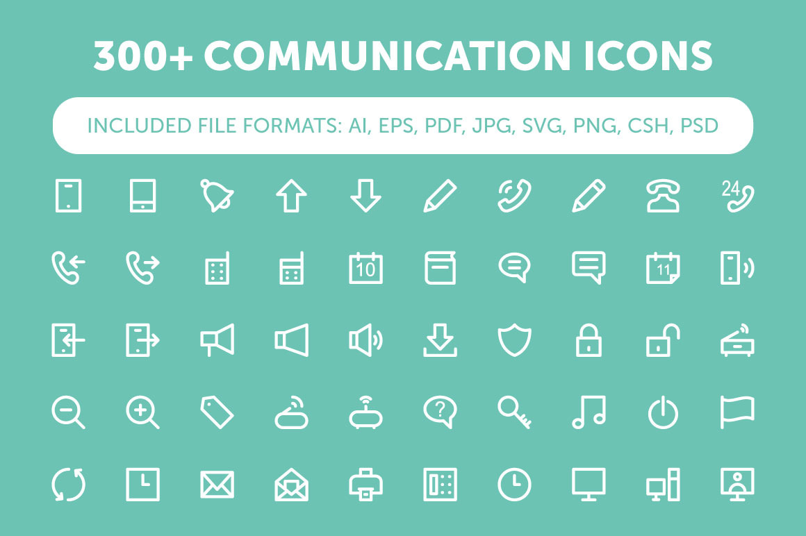 300+ Communication Icons Set, an Outline Icon by Vectors Market