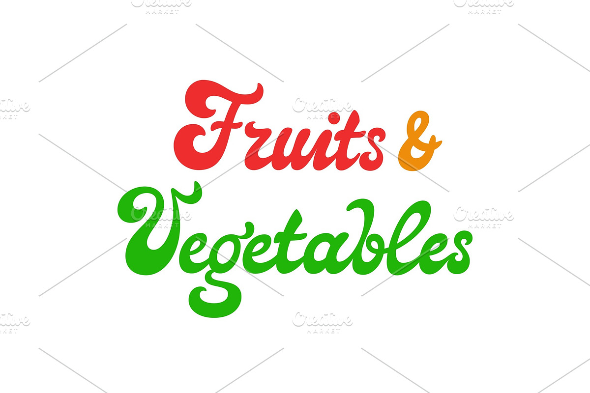 Fruits and vegetables vector lettering, a Branding & Logo Template by ...