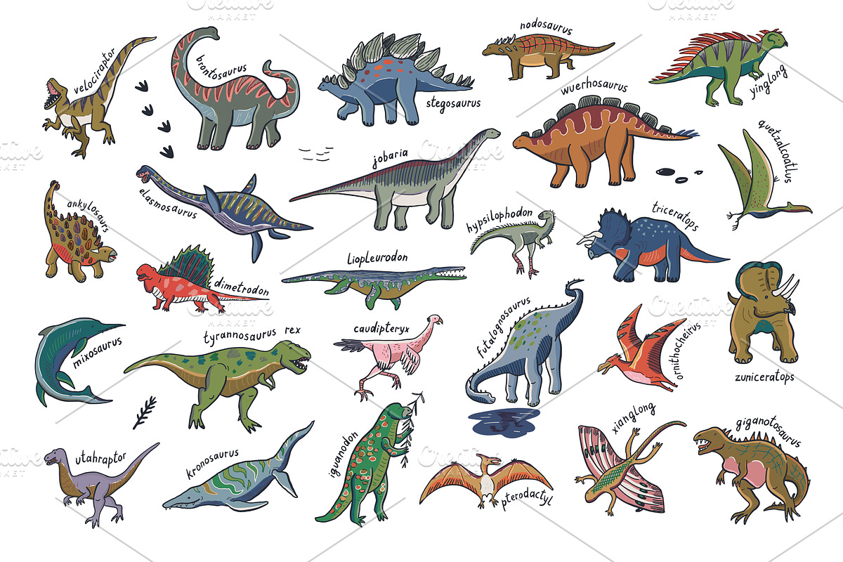 Dinosaur Map, an Animal Illustration by GooseFrol