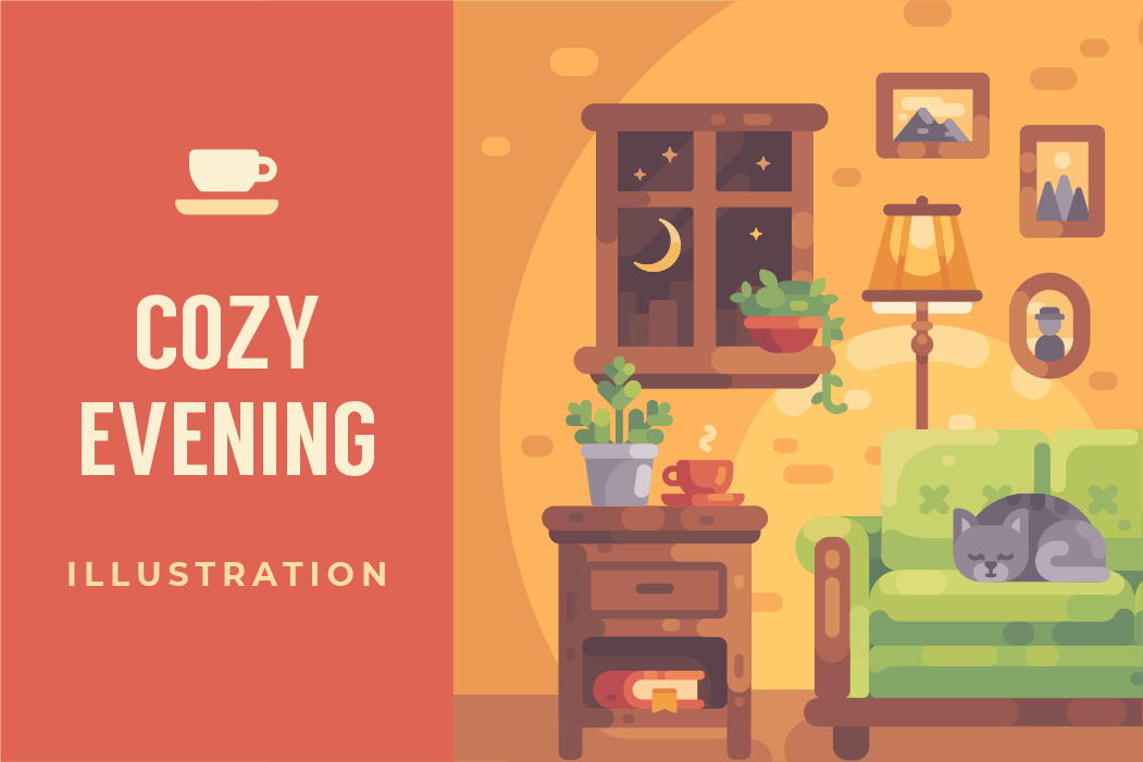 Cozy evening, a Decorative Illustration by Ivan Dubovik