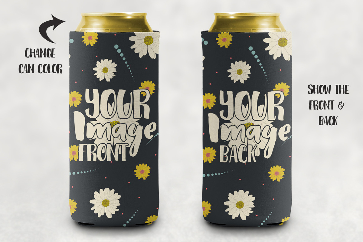 Slim can cooler mockup, a Product Mockup by StyledProductMockups