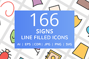166 Signs Filled Line Icons | Outline Icons ~ Creative Market
