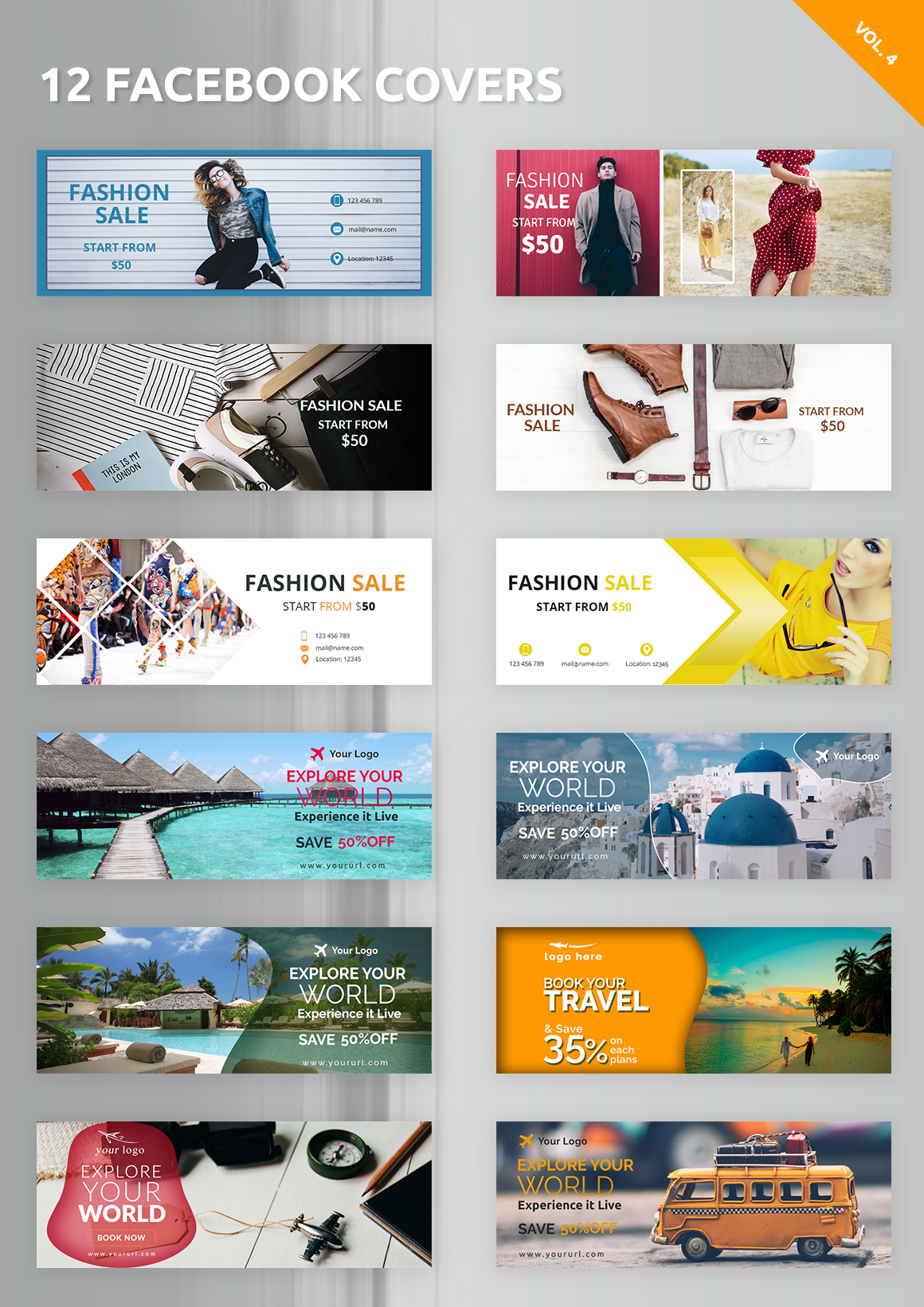 12 Facebook Covers, a Social Media Template by Creatricks | Creative Market