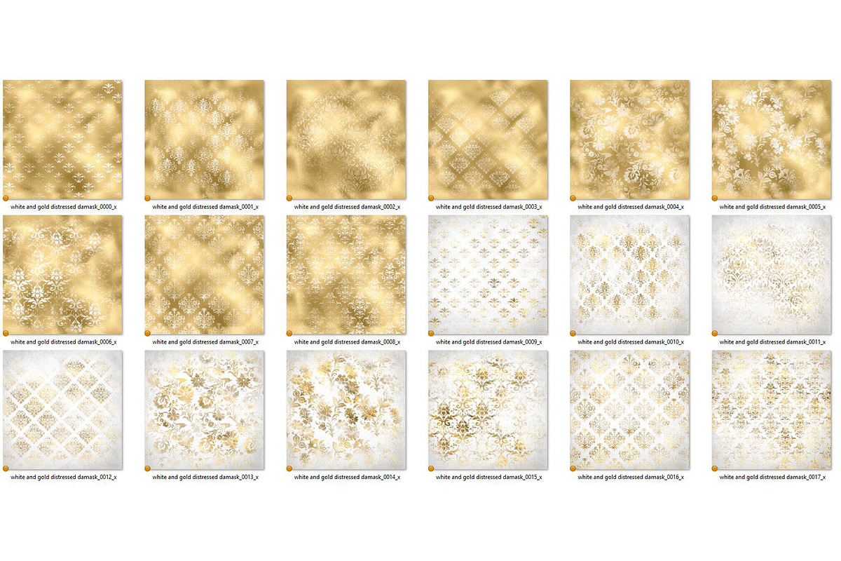 White and Gold Damask Textures, a Texture Graphic by Digital Curio