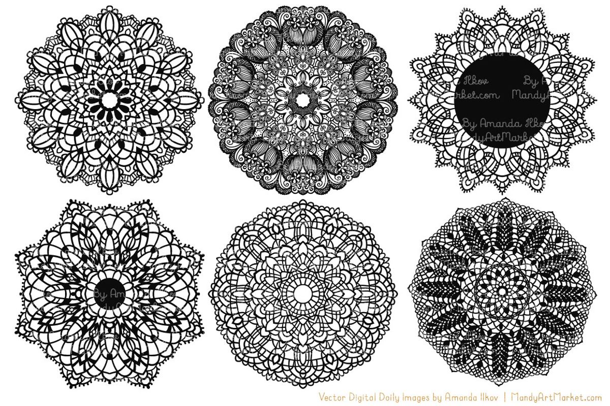 Black Lace Doily Clipart & Vectors, an Illustration by Amanda Ilkov