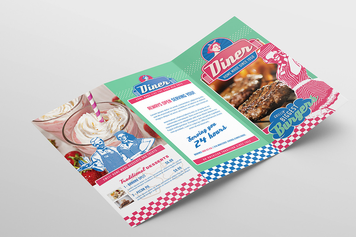 American Diner Menu Templates Pack, a Brochure Template by BrandPacks