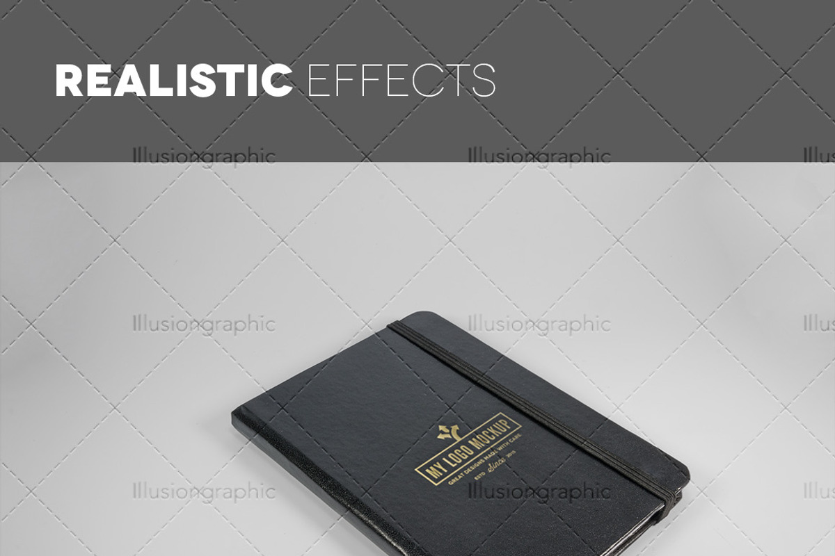 Photorealistic Black Notebook Mockup, a Print Template by Illusiongraphic