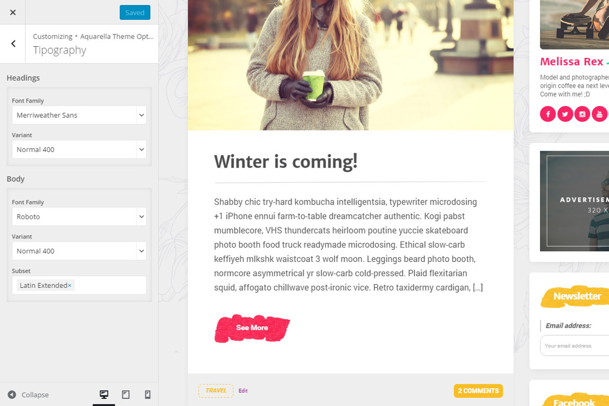 Aquarella - Elegant Wordpress Theme, a WordPress Template by ThemeBear