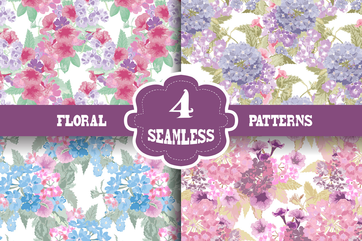 Pastel Floral Seamless Patterns, a Pattern Graphic by Sunset&Sea Design