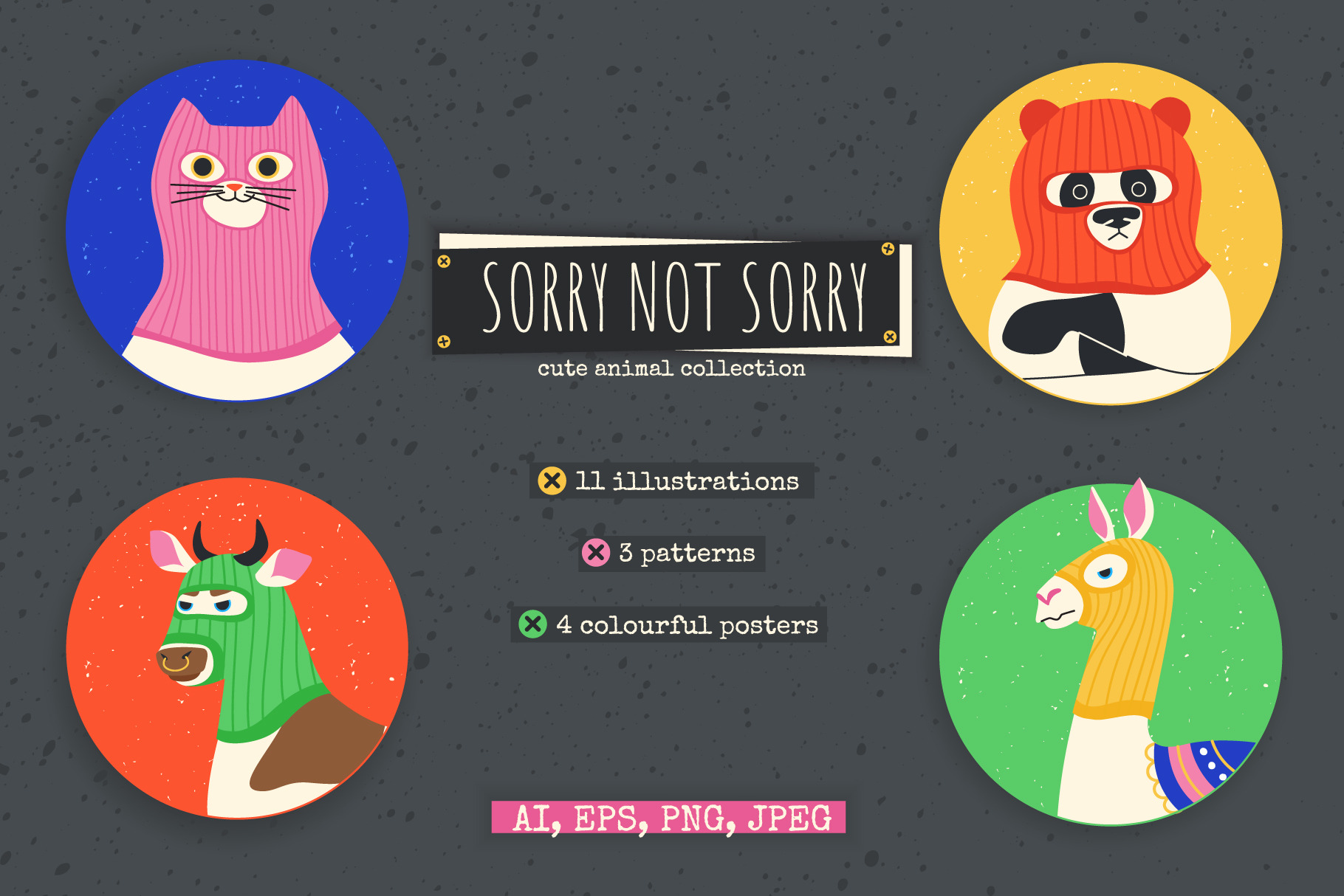 Sorry Not Sorry. Funny Animals Prints | Creative Market