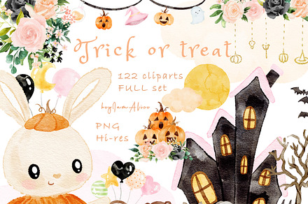 Watercolor Halloween Clipart Bundle | Creative Market
