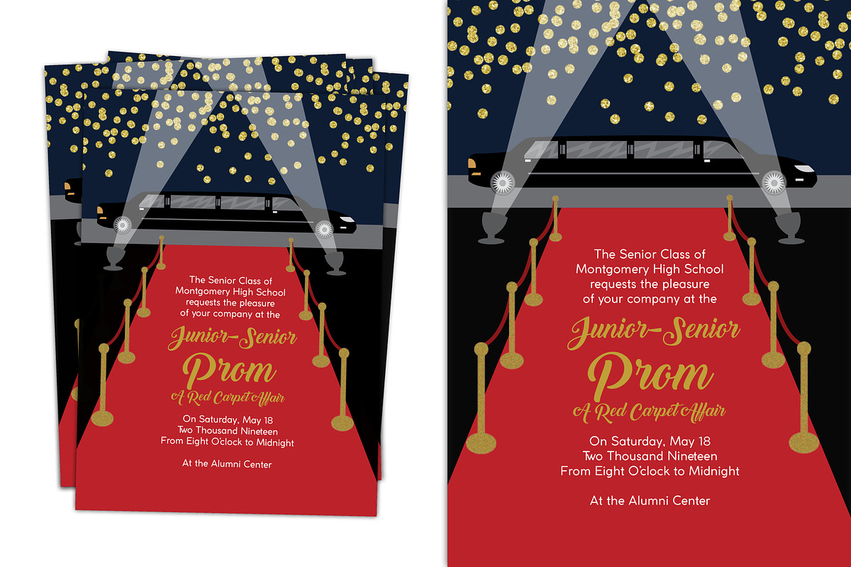 Red Carpet Prom Invitation, an Invitation Template by BF Studios