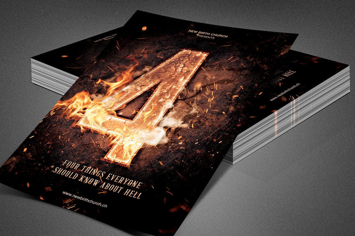 Four Things About Hell Church Flyer, a Flyer Template by loswl