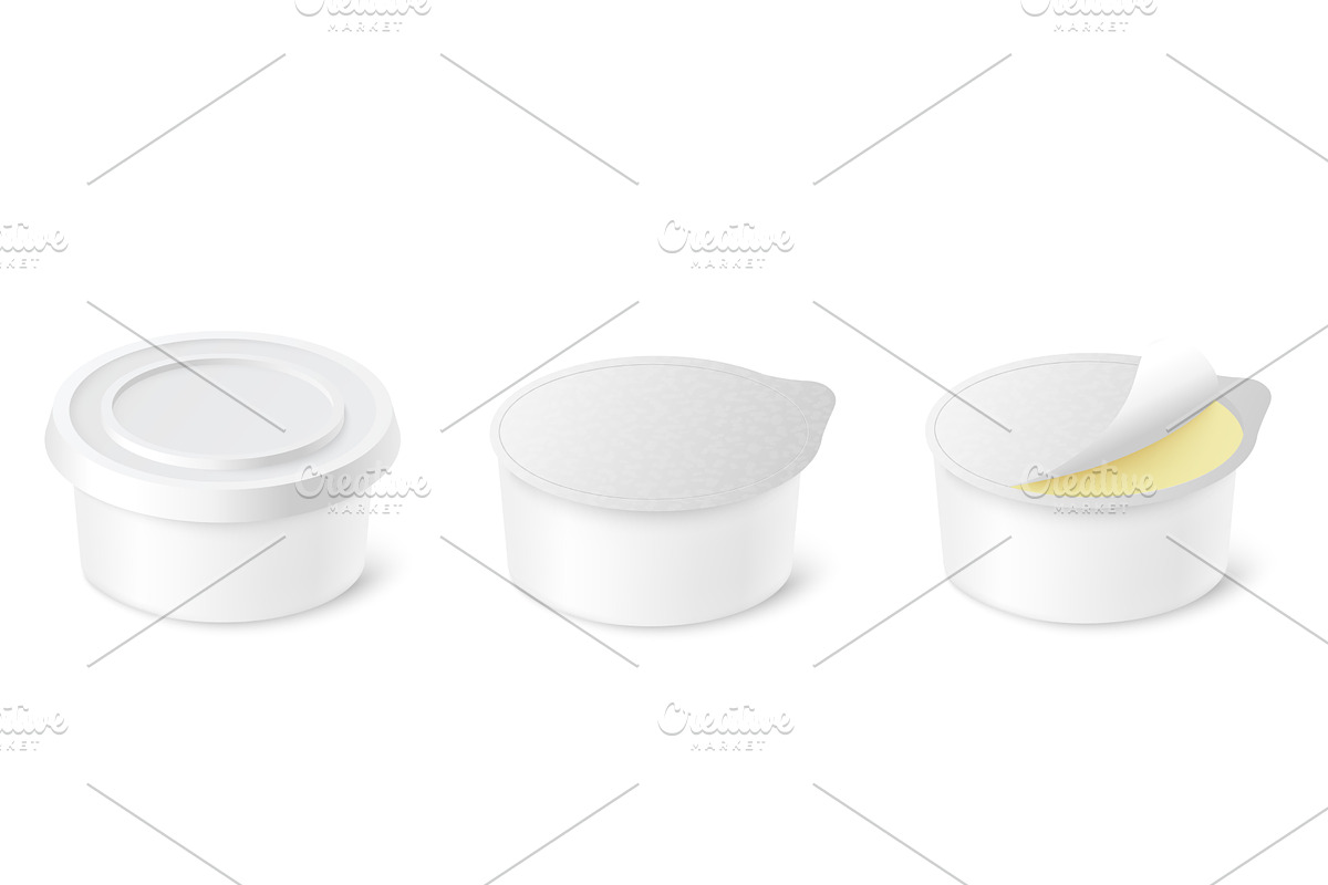 Cream cheese plastic containers set, an Object Graphic by Sabelskaya