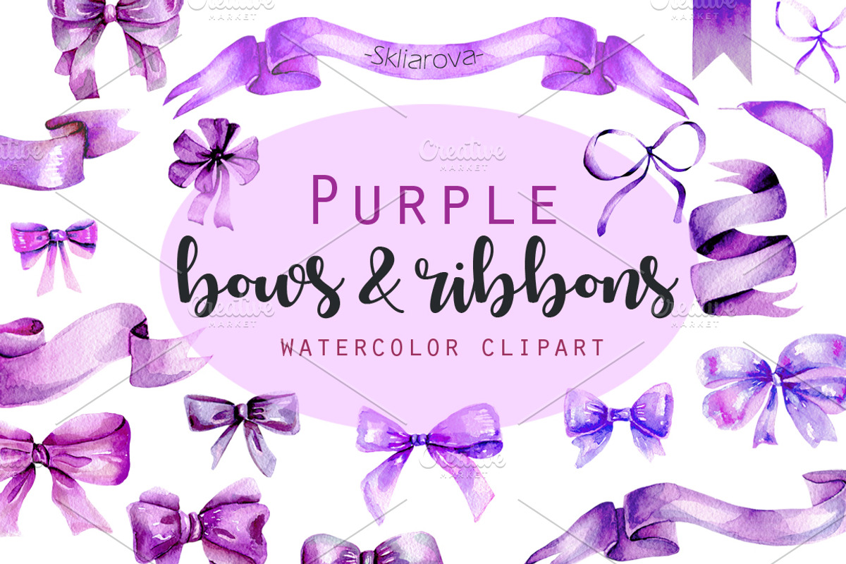 Purple Bows & Ribbons clipart, a Decorative Illustration by Skliarova