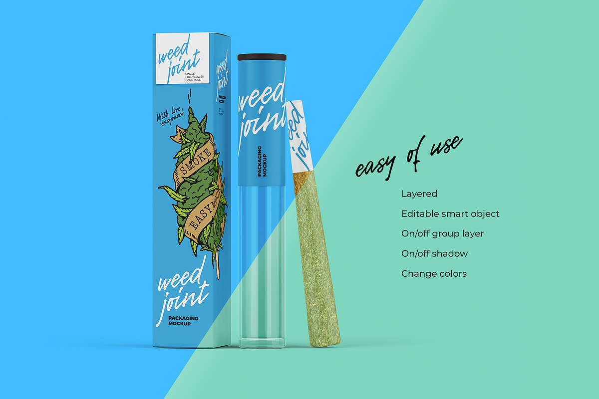 Weed Joint Pre-Roll Packaging Mockup, a Product Mockup by easymock 2