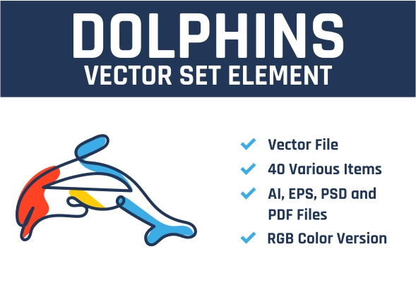 Dolphins Vector Set Element, a Background Graphic by PutraCetol Studio