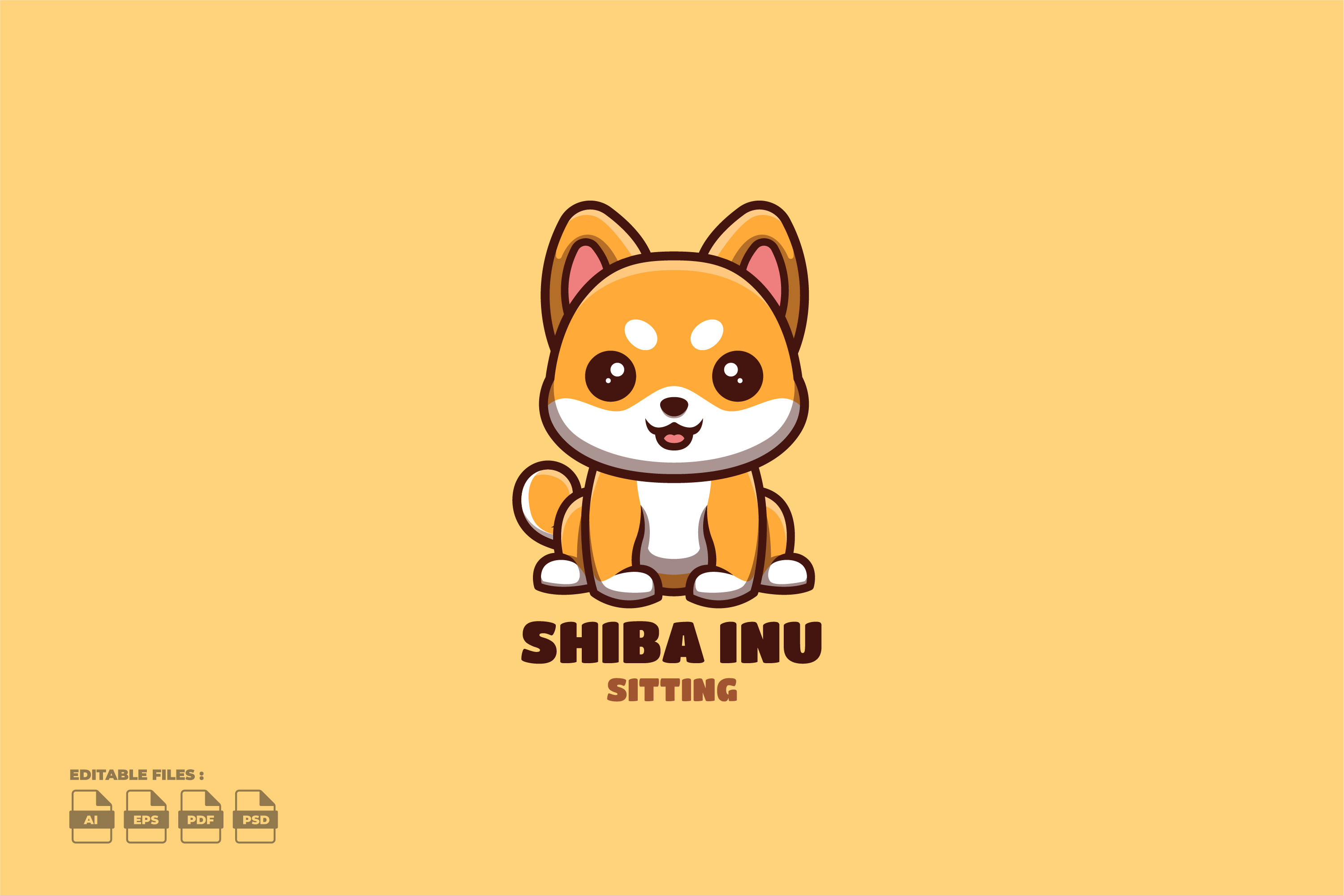 Sitting Shiba Inu Cute Mascot Logo, a Branding & Logo Template by ...