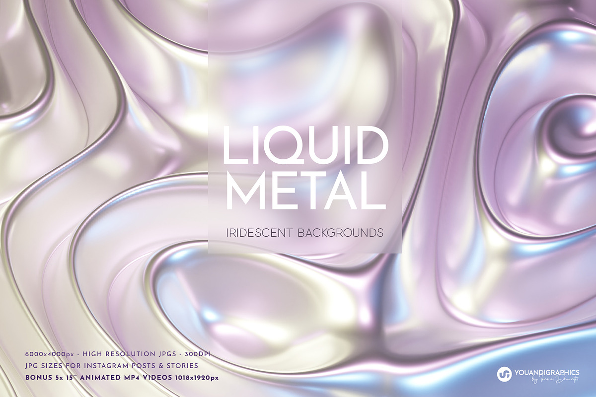 Liquid Metal Iridescent Backgrounds, a Background Graphic by Youandigraphics