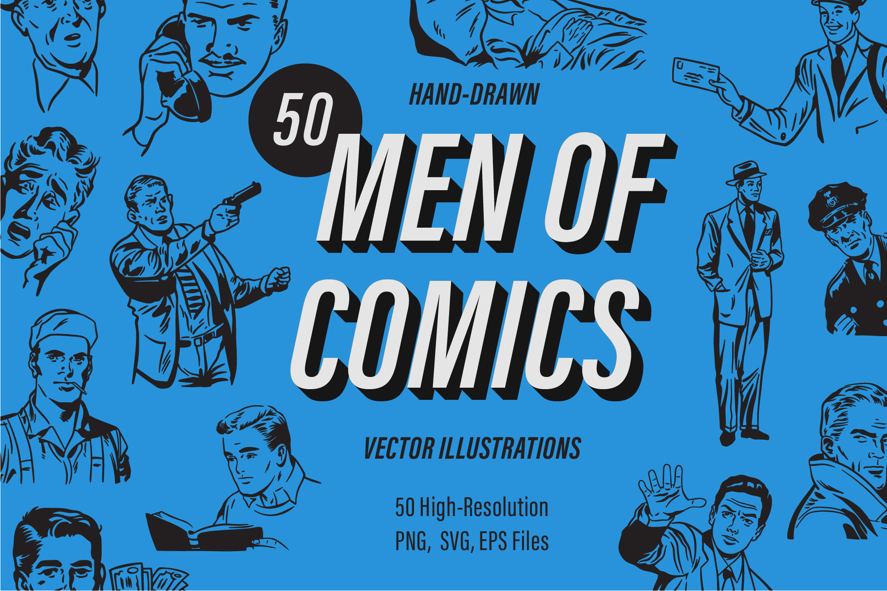 Men of Comic Books Illustrations, an Illustration by FM Era Studio