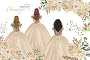 Champagne Princess Dresses Clipart, an Illustration by Sunflower Day ...