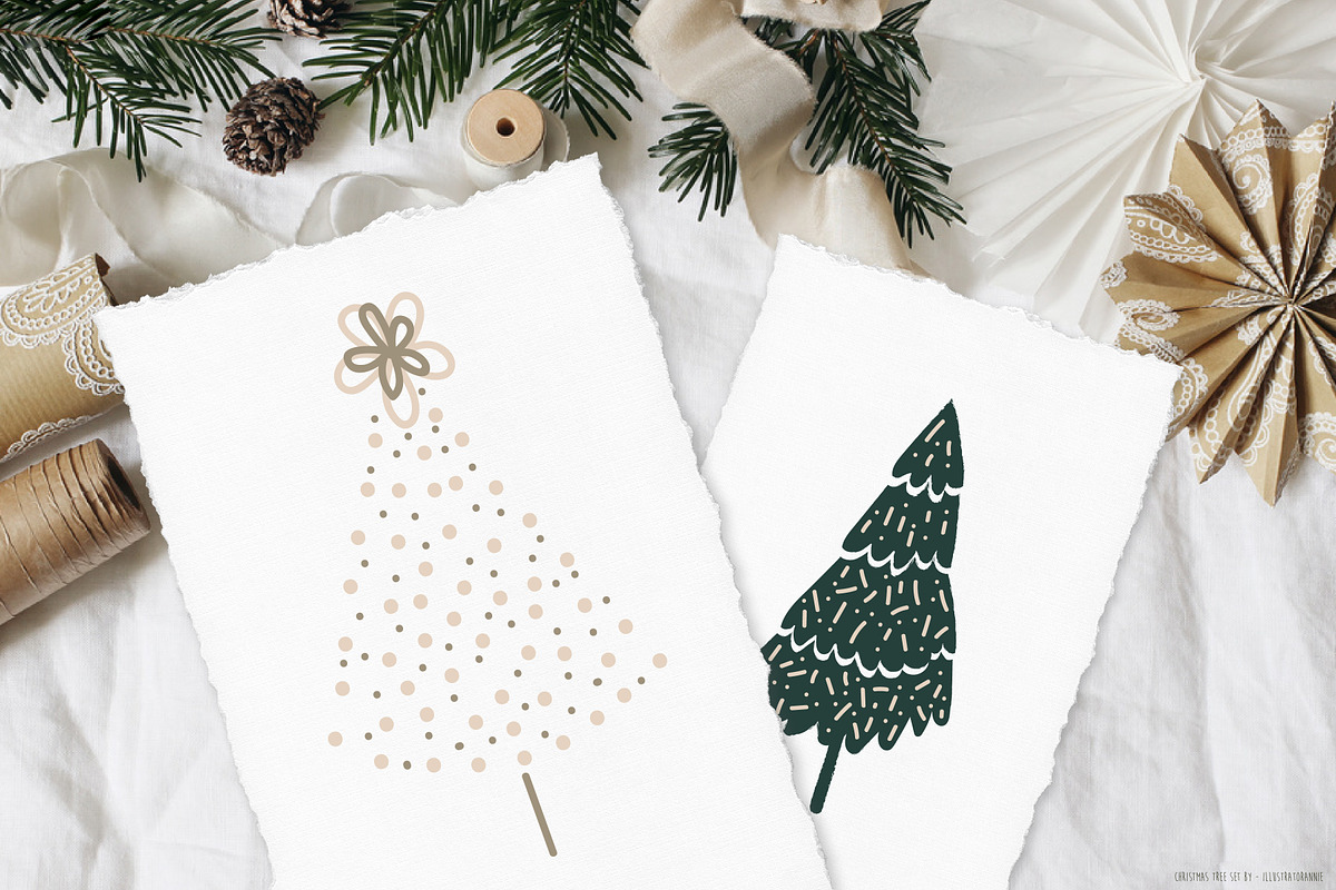 Christmas Tree Clip Art Set, an Illustration by IllustratorAnnie