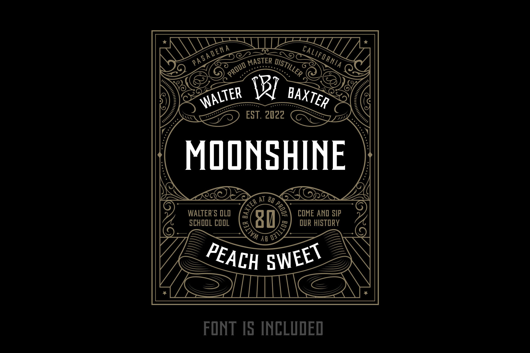 Moonshine Label Logo+Font, a Branding & Logo Template by vatesdesign