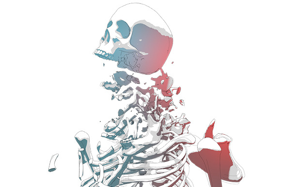 Shattering Skeleton Illustration, an Illustration by Madbiologist